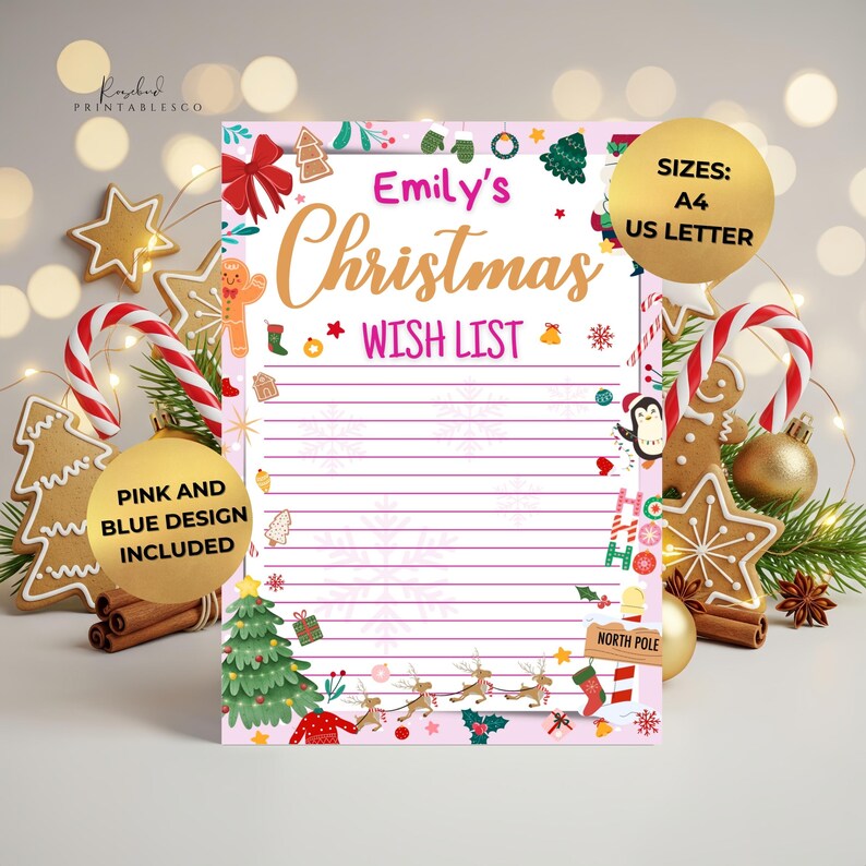 Kids Christmas Wishlist DIY Editable Holiday Wish List Template ...