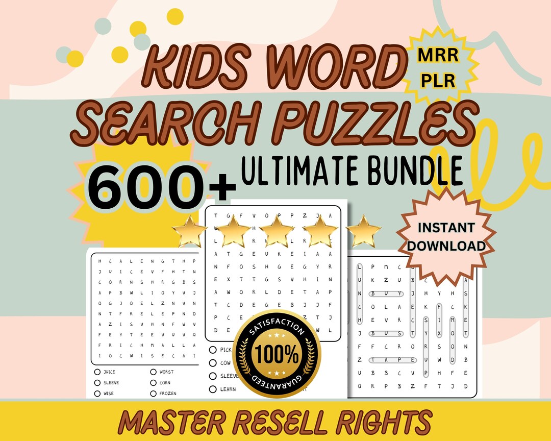 Kids Word Search Puzzles Solutions Educational Activity Learning ...