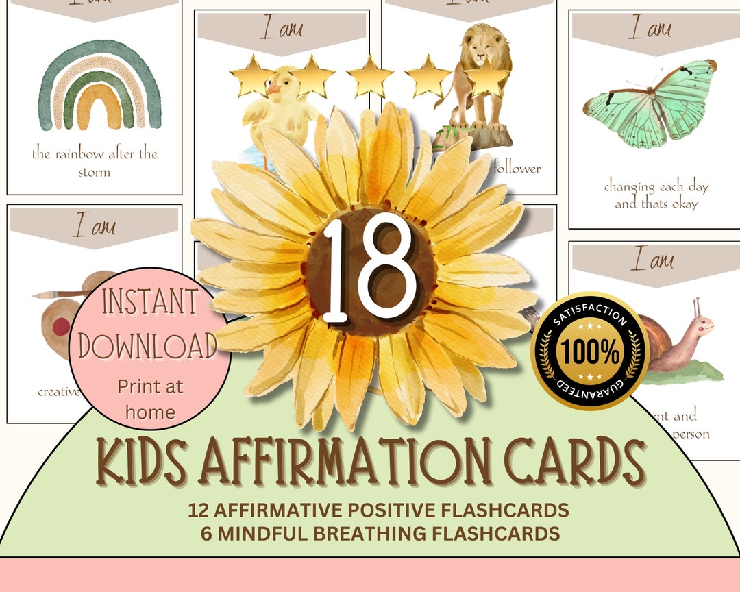 Kids Affirmation Flash Card Pack Nature Inspired Daily Positive ...