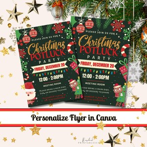 Editable Holiday Potluck Flyer Christmas Work Potluck Party Canva ...