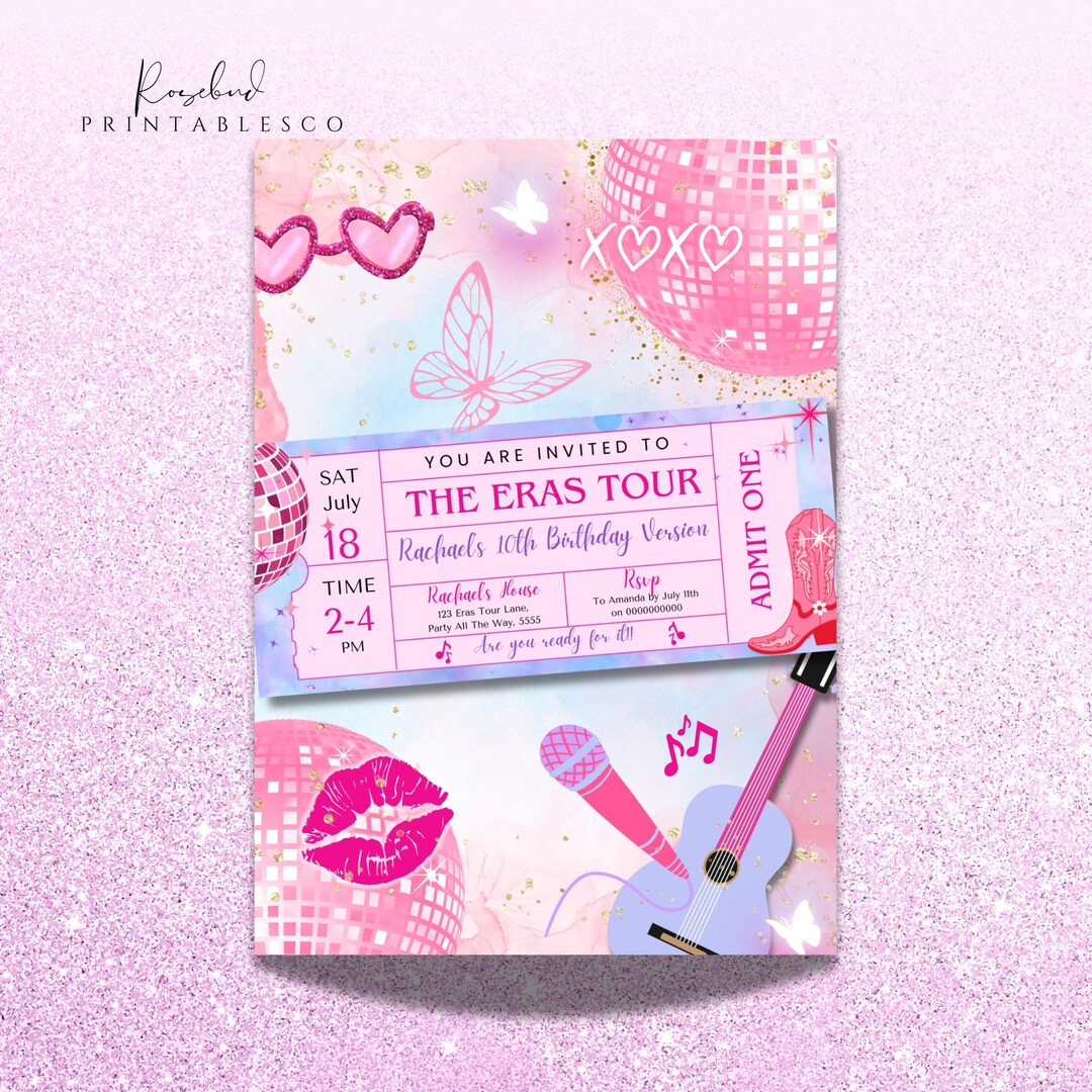 Eras Tour Ticket Stub Birthday Invite Eras Party Ticket Invitation TS ...