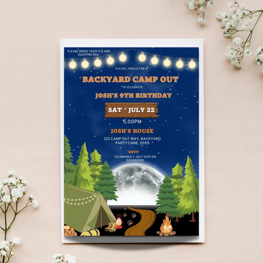 Camping Birthday Invitation Camping Party Invitation Camp Out Under the ...