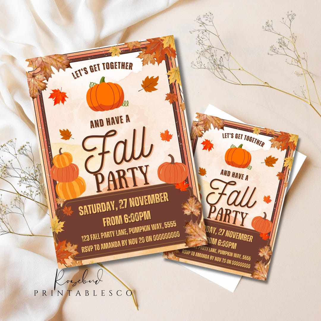 Editable Fall Party Invitation Fall Harvest Party Text Invitation Fall ...