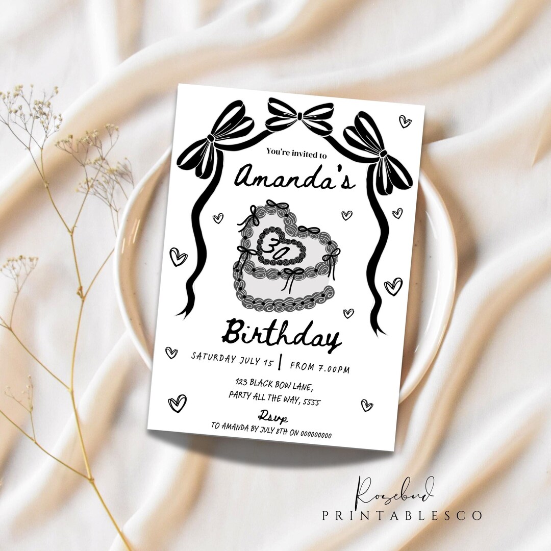 Black Bows Coquette Invitation 18th 21st 30th Coquette Party Invite ...