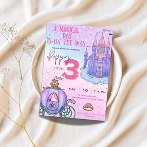 Princess Birthday Invitation Princess Castle Invite Sparkle Gold Crown ...