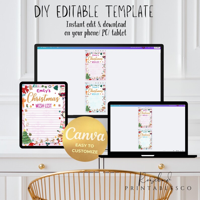 Kids Christmas Wishlist DIY Editable Holiday Wish List Template ...