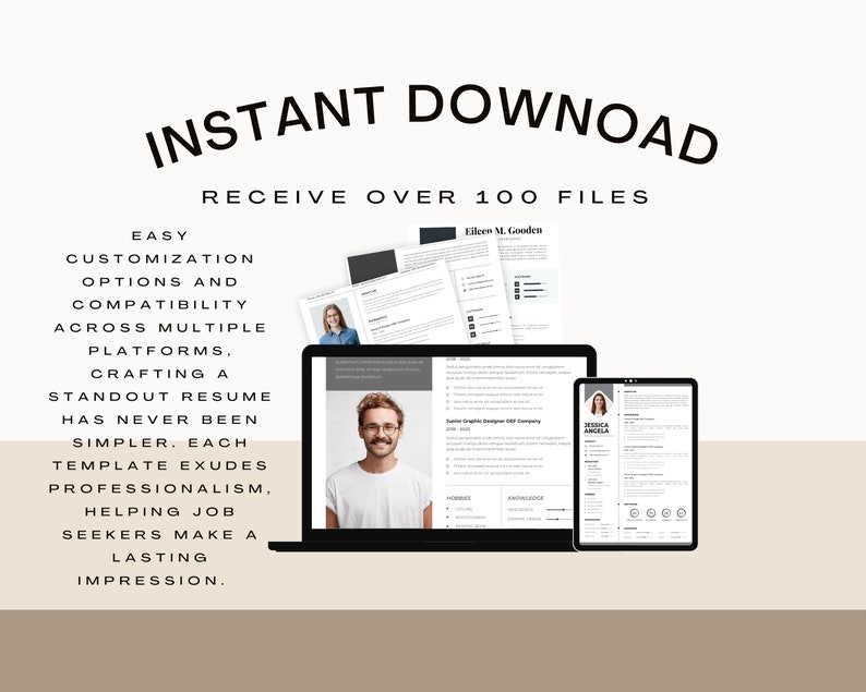 100 Professional Resume Template Bundle for Doc Ai Pdf Eps Modern Resume CV Template, Instant ...