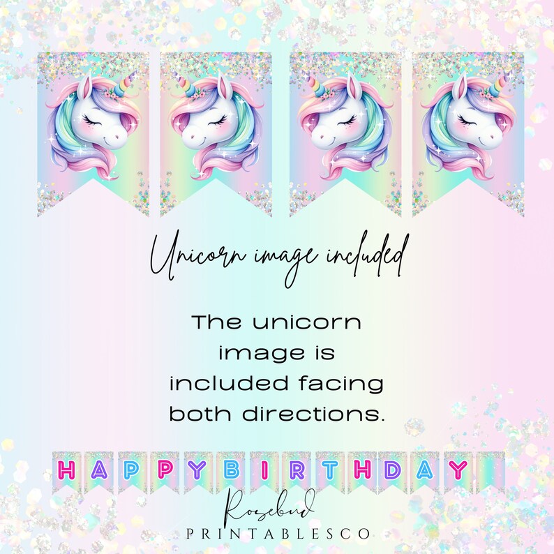 Unicorn Flag Banner Happy Birthday Bunting PDF Printable Unicorn ...