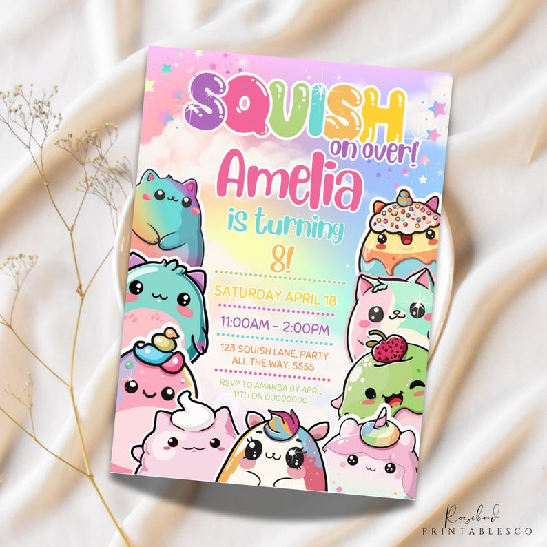 Squish on Over Birthday Invite, Squish Birthday Party Printable ...