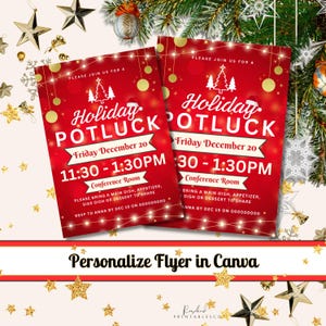 Editable Christmas Potluck Flyer Template Holiday Potluck Party Canva ...