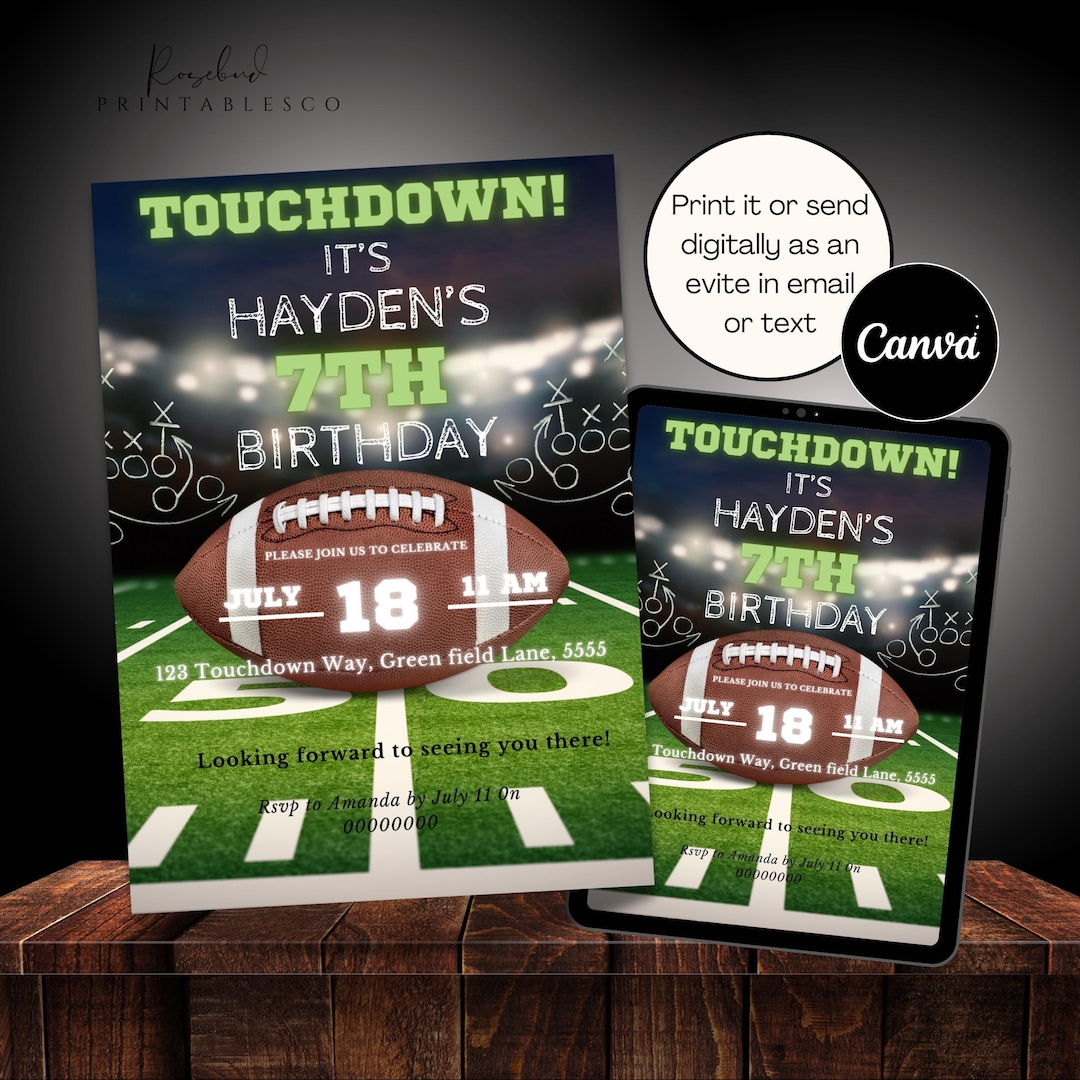 Football Invitation Football Birthday Invitation Sports Party Invite ...
