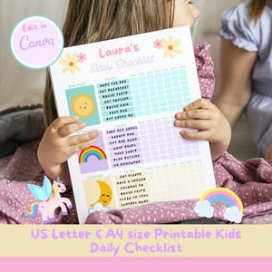 Kids Daily School Checklist Kids Responsibility Chart to Do List ...