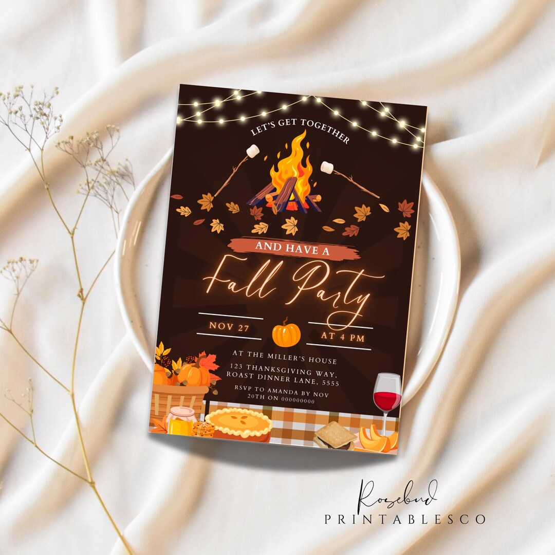 Editable Fall Party Invitation Fall Harvest Party Text Invitation Fall ...