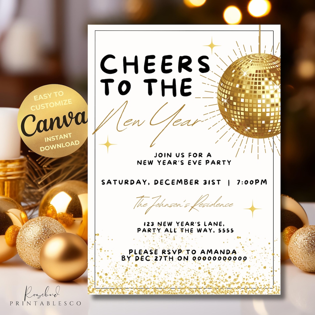 Printable New Year's Invitation New Years Party Invite Template New ...