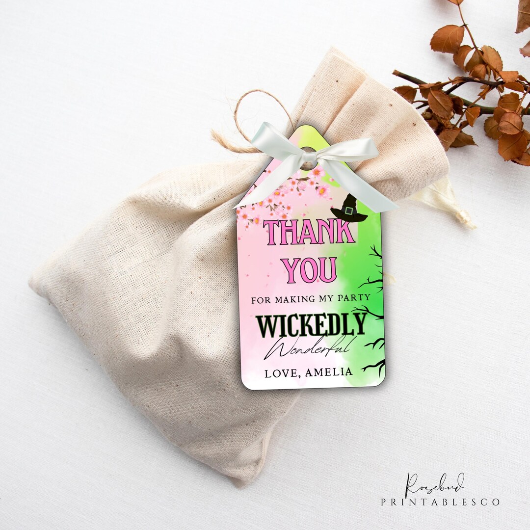 Editable Thank You Tags Wicked Gift Tag Party Favors Printable Wizard ...