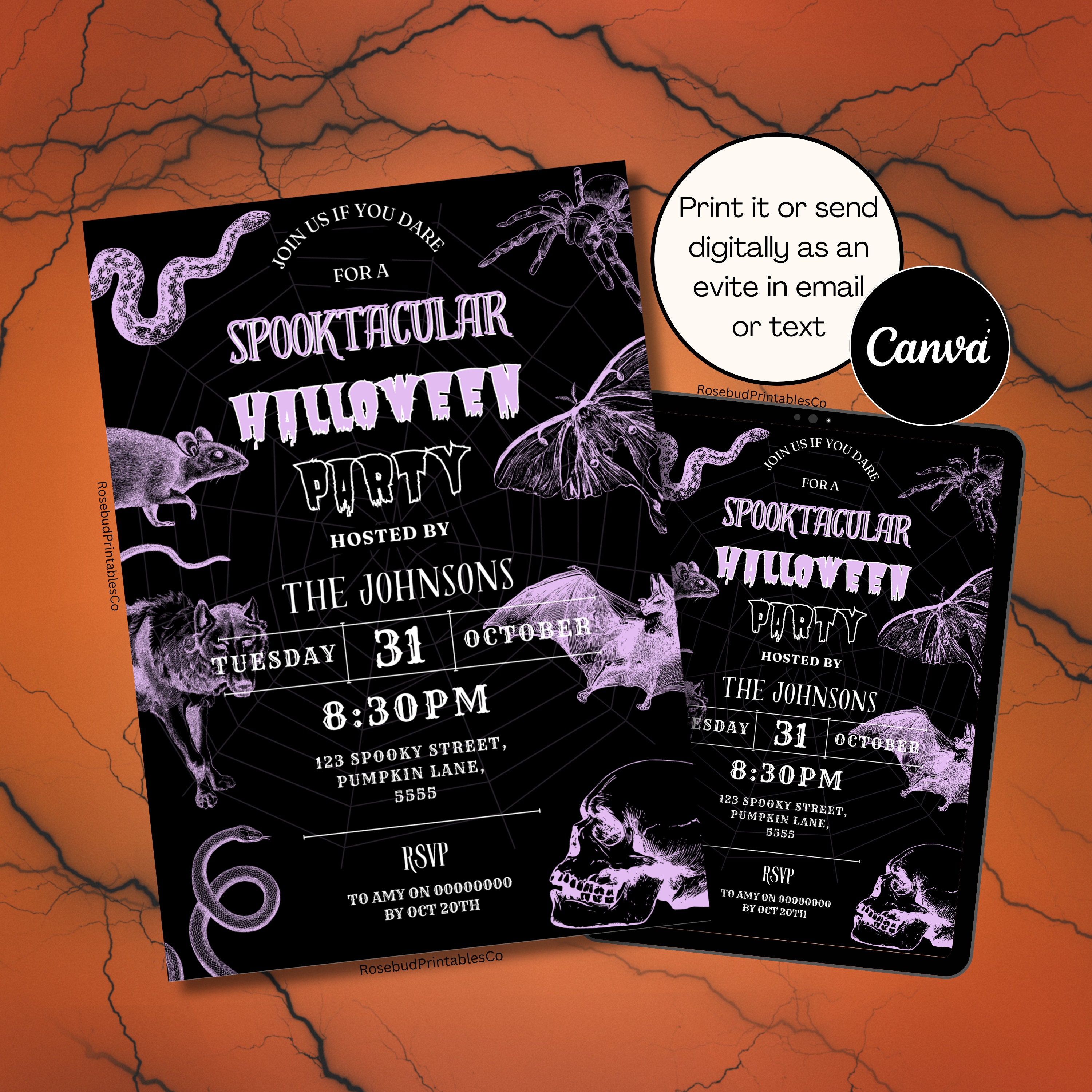 Editable Halloween Birthday Invitation Halloween Ghost Invitation ...