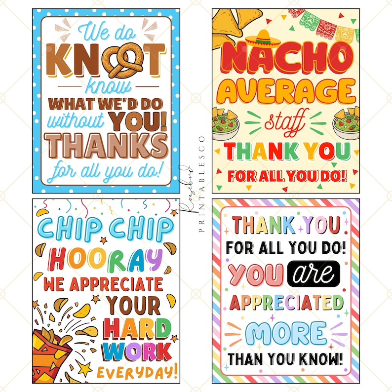 Appreciation Sign Printable Bundle for Staff, Teacher Appreciation Week ...