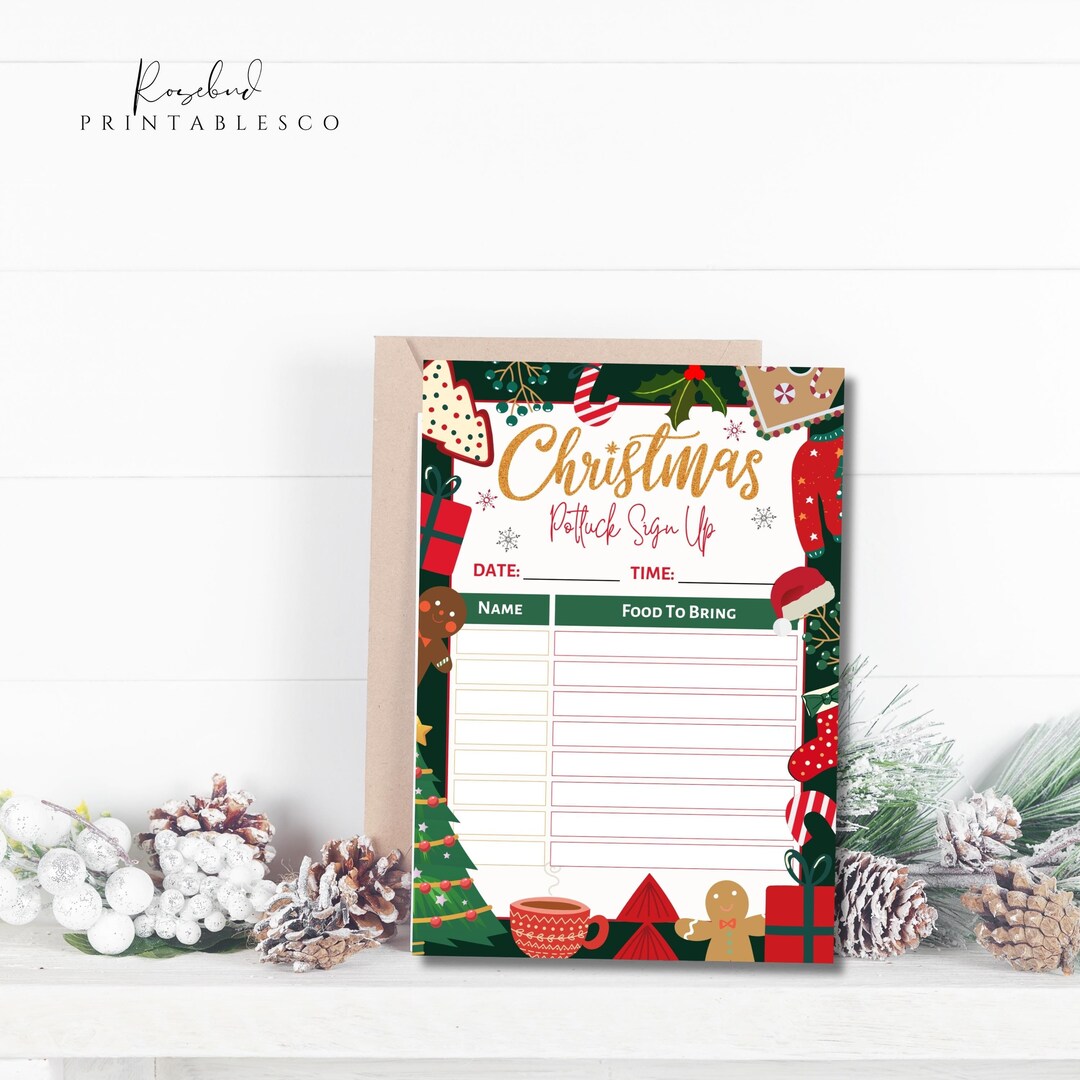 Christmas Potluck Sign up Sheet Printable Holiday Potluck Party PDF ...