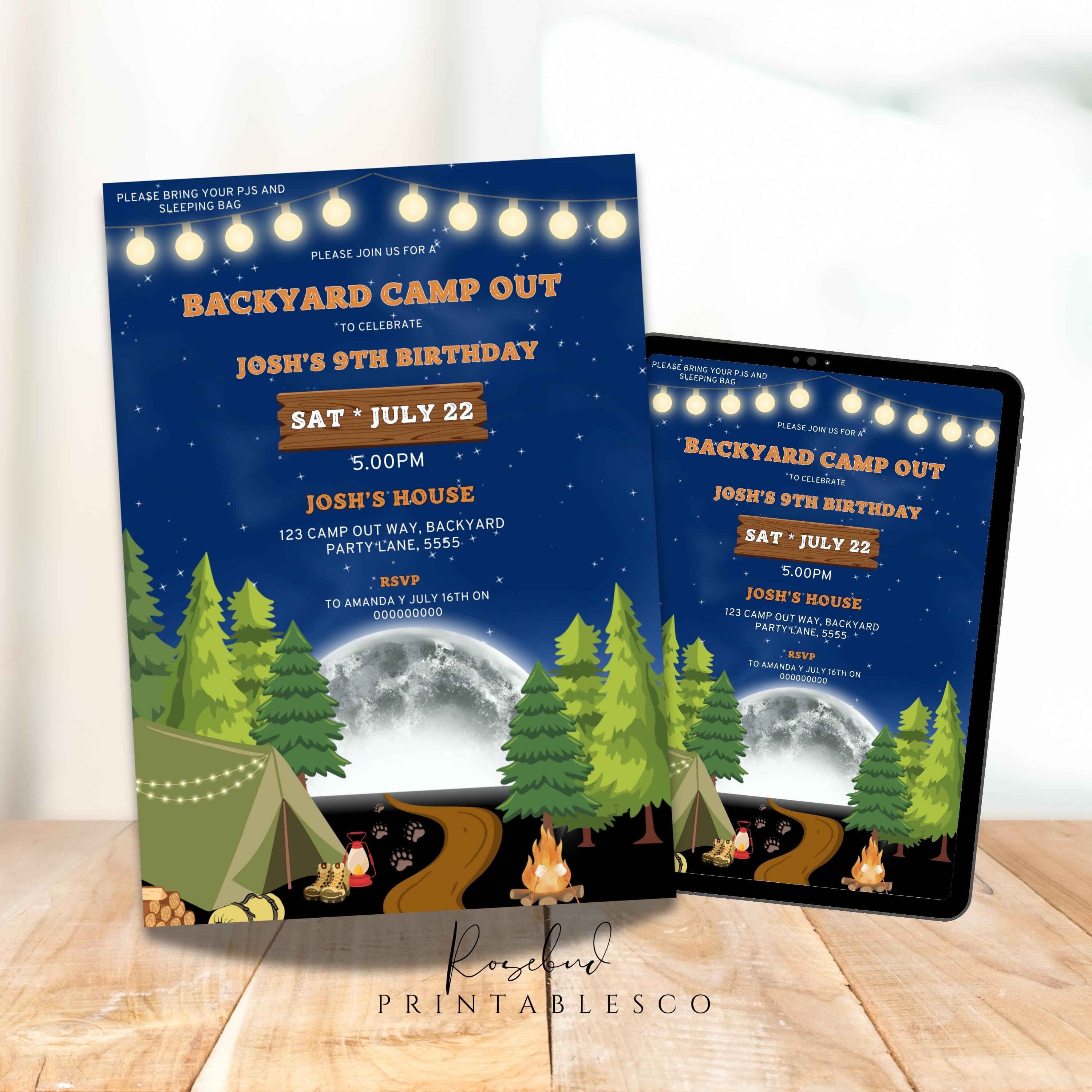 Camping Birthday Invitation Camping Party Invitation Camp Out Under the ...