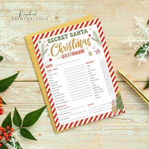 Secret Santa Questionnaire for Co-workers Secret Santa Gift Exchange ...