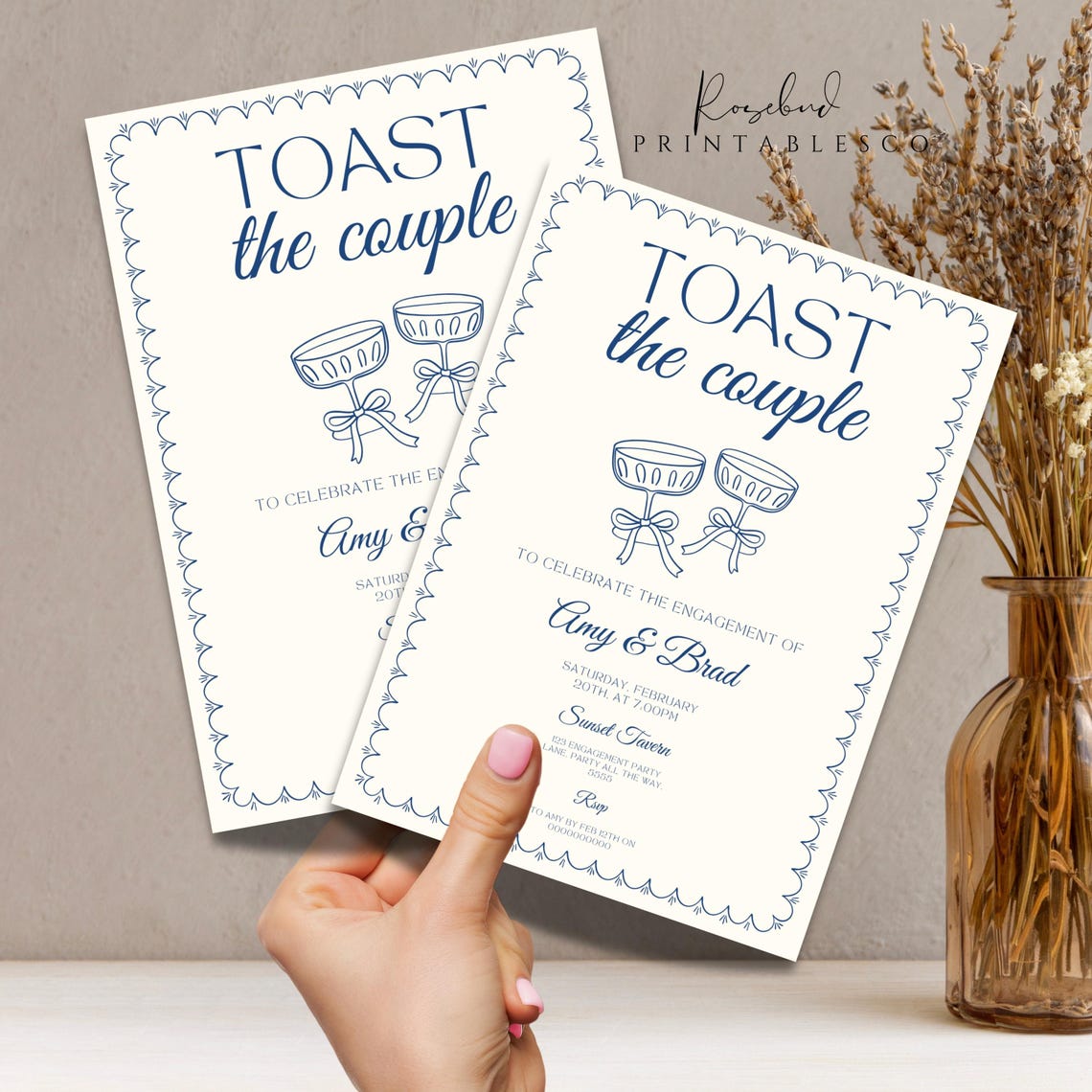 Toast the Couple Engagement Party Invitation, Wine Glasses Elegant ...
