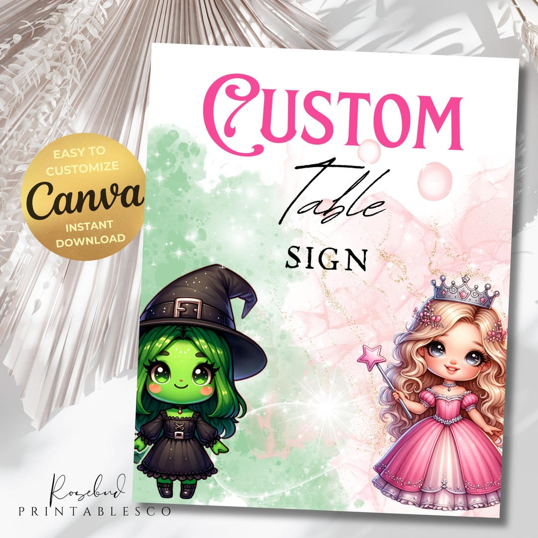Wicked Party Sign | Witch | Green Vs Pink | Wicked Movie Party ...