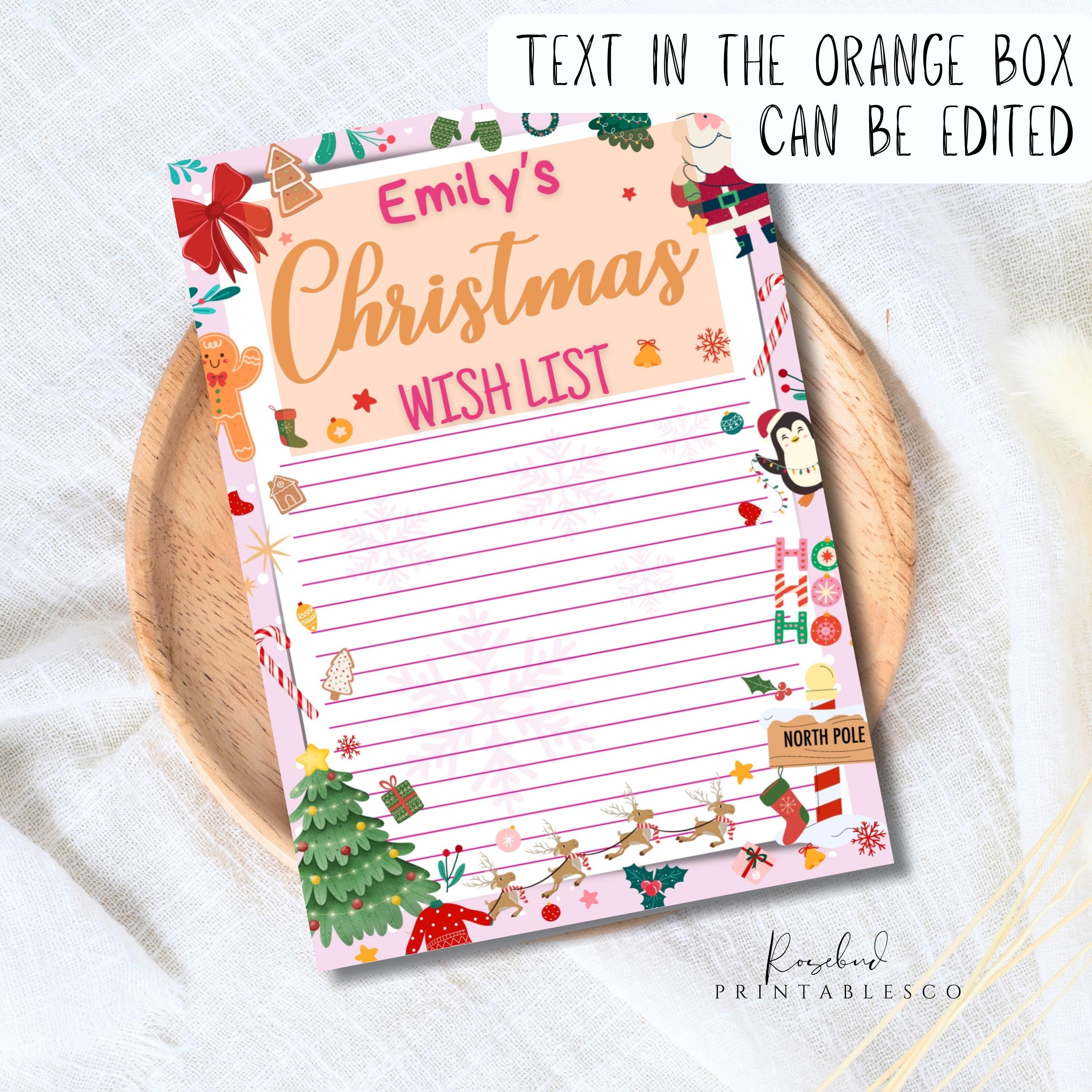 Kids Christmas Wishlist DIY Editable Holiday Wish List Template ...