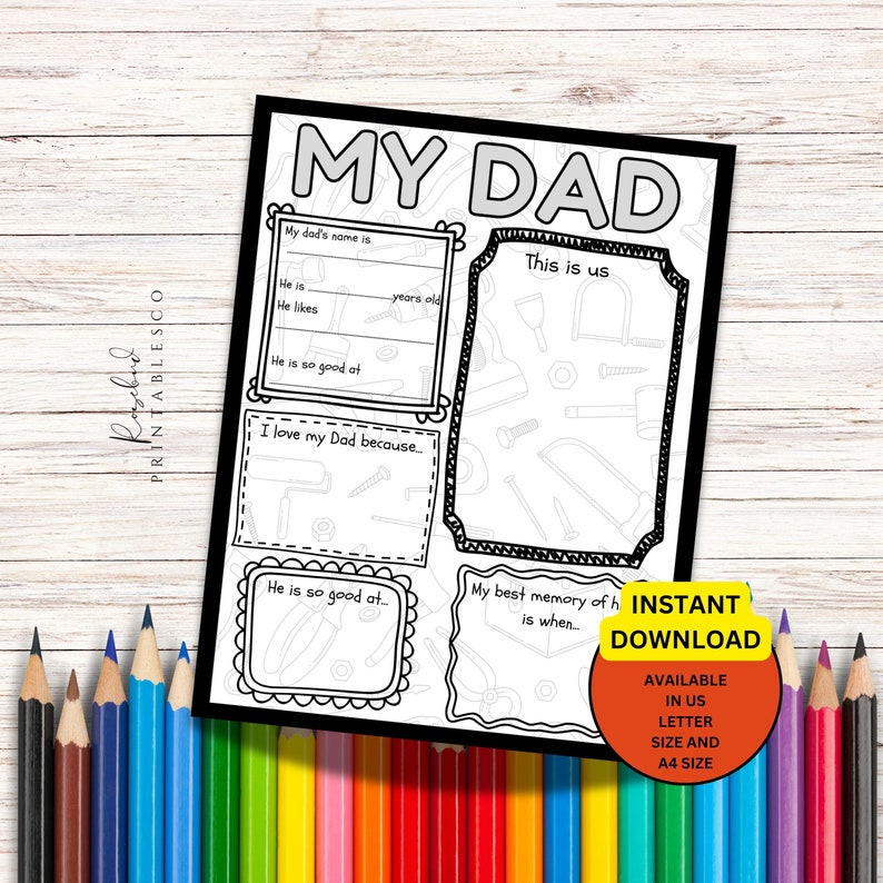 All About My Dad Printable Kids Father's Day Printable All About Dad ...