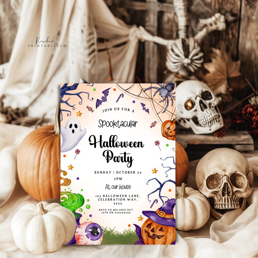 Editable Halloween Party Invitation Spooky Party Invite Kids ...