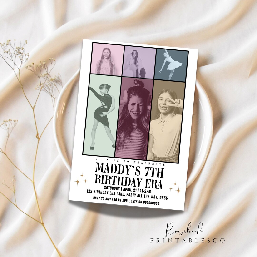 Eras Tour Birthday Invitation Birthday Eras Party Photo Invite Girl ...