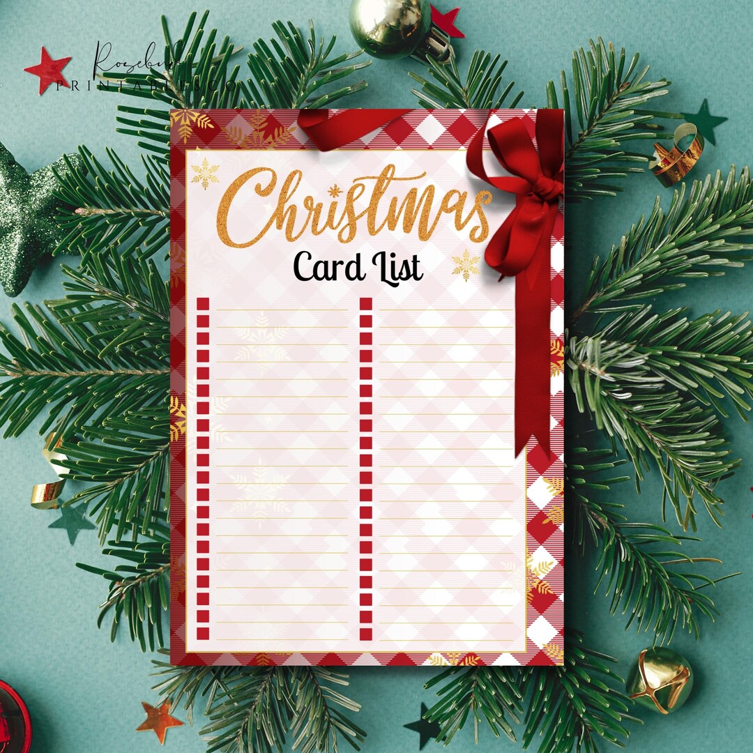 Christmas Card List Printable Christmas Card Tracker Holiday Card ...