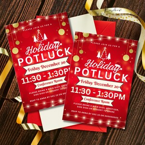 Editable Christmas Potluck Flyer Template Holiday Potluck Party Canva ...