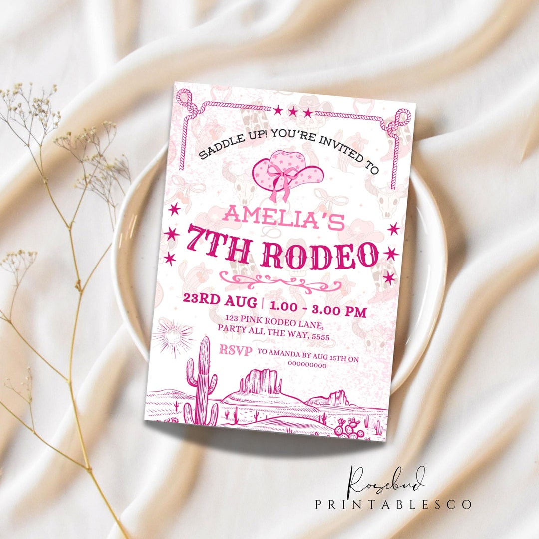 Pink Rodeo Birthday Invitation Any Age Rodeo Invite Cowgirl Theme Wild ...