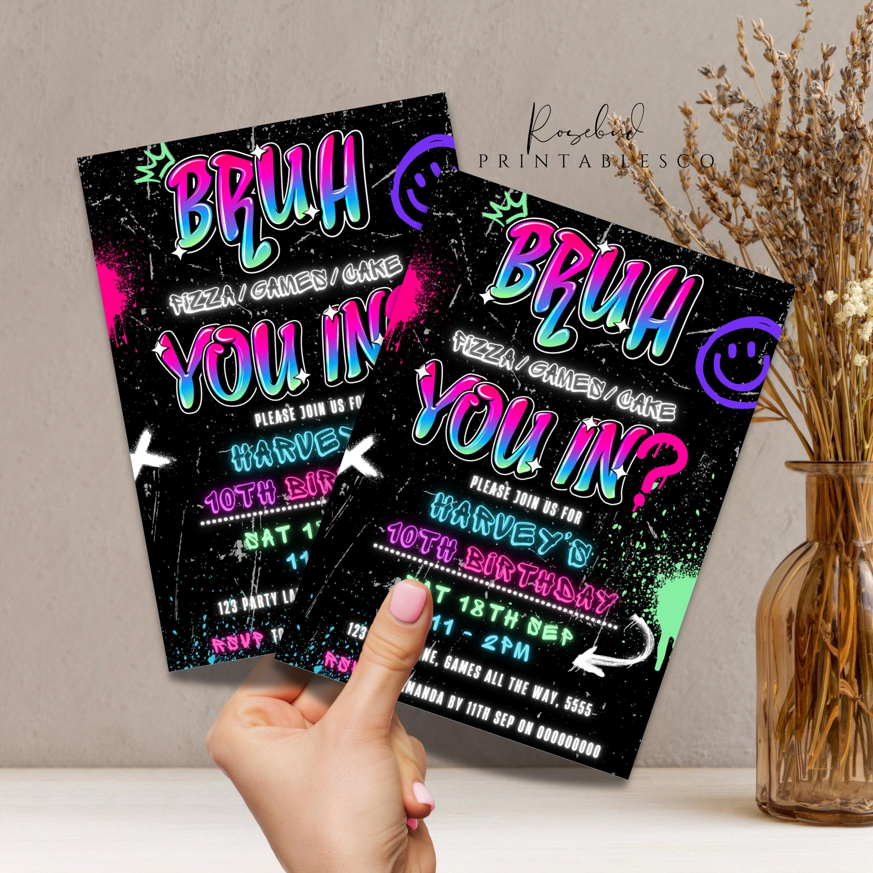 Bruh Birthday Invitation Boy Games Birthday Party Invitation Bruhh It's ...