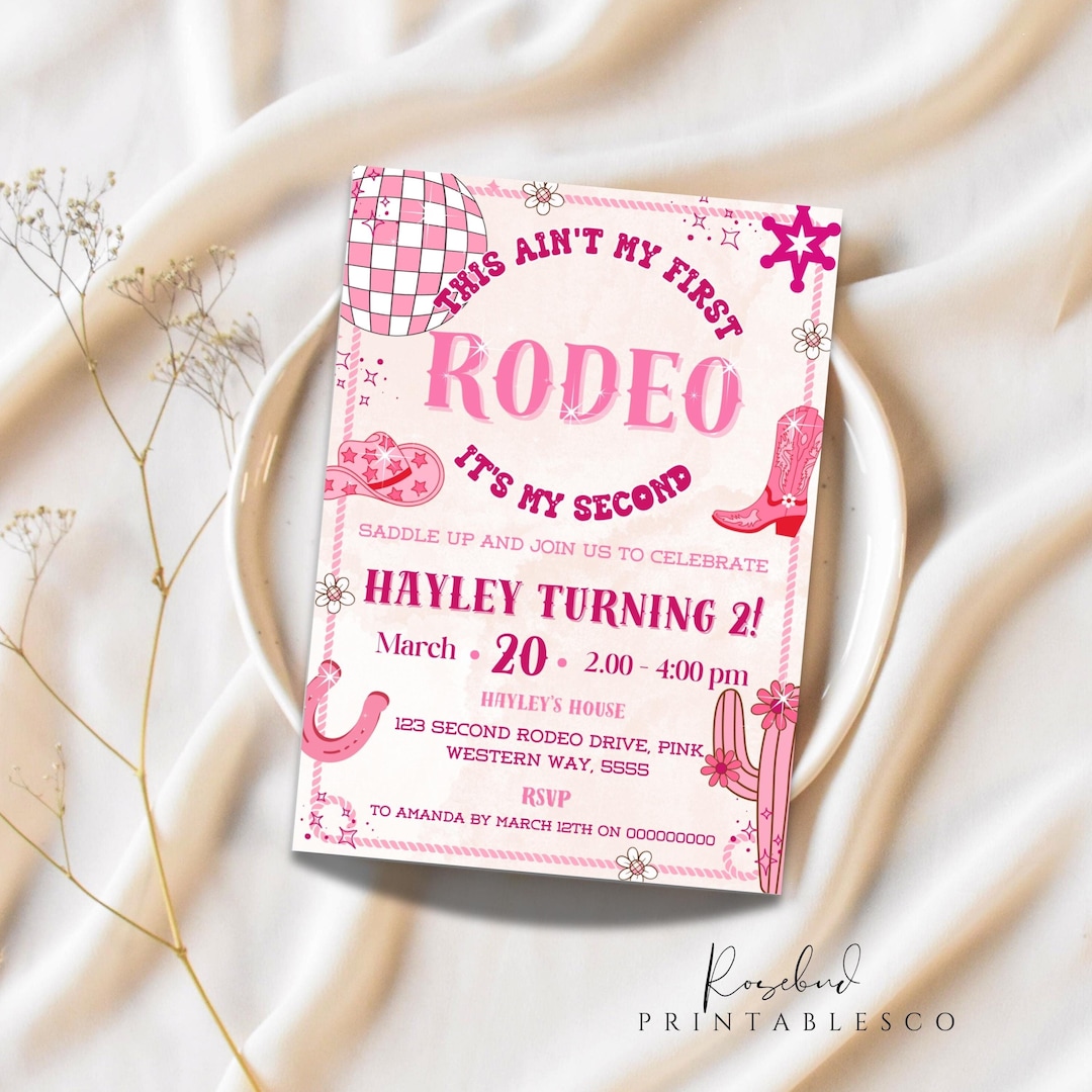 My Second Rodeo Invitation Cowgirl Birthday Invite Wild West Cowgirl ...