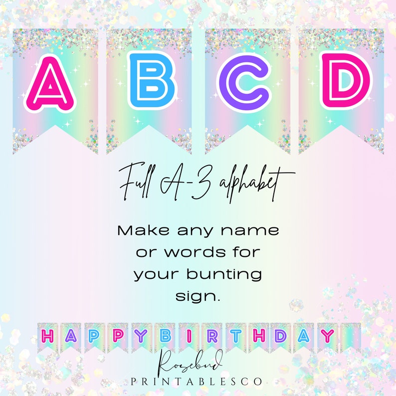 Unicorn Flag Banner Happy Birthday Bunting PDF Printable Unicorn ...