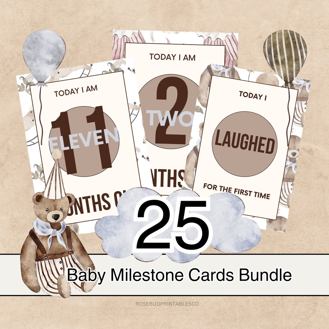 Baby Milestone Cards Set of 28 Printable Newborn Baby Cards Baby ...