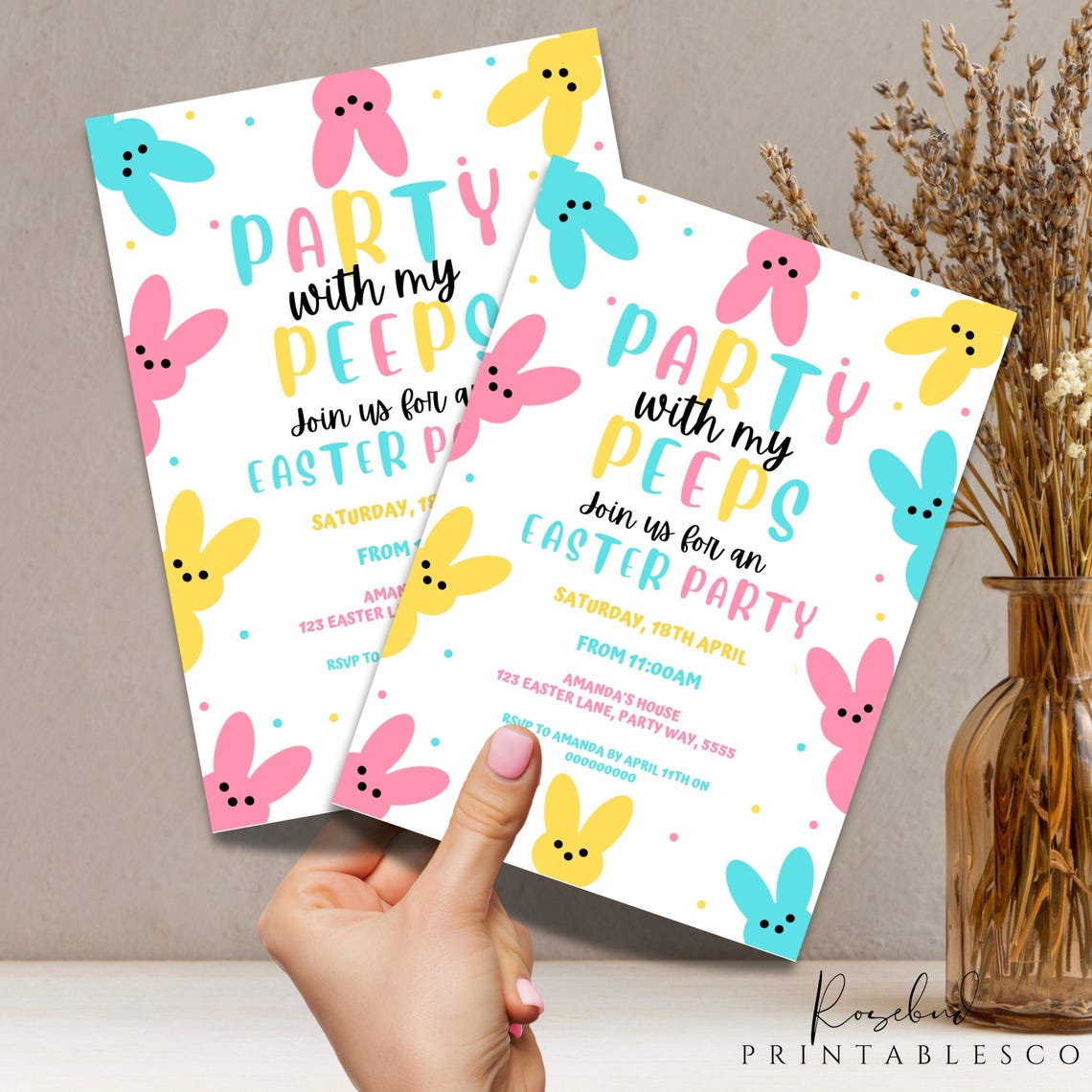Easter Egg Hunt Invitation, Party With My Peeps Invite, Easter Bunny ...
