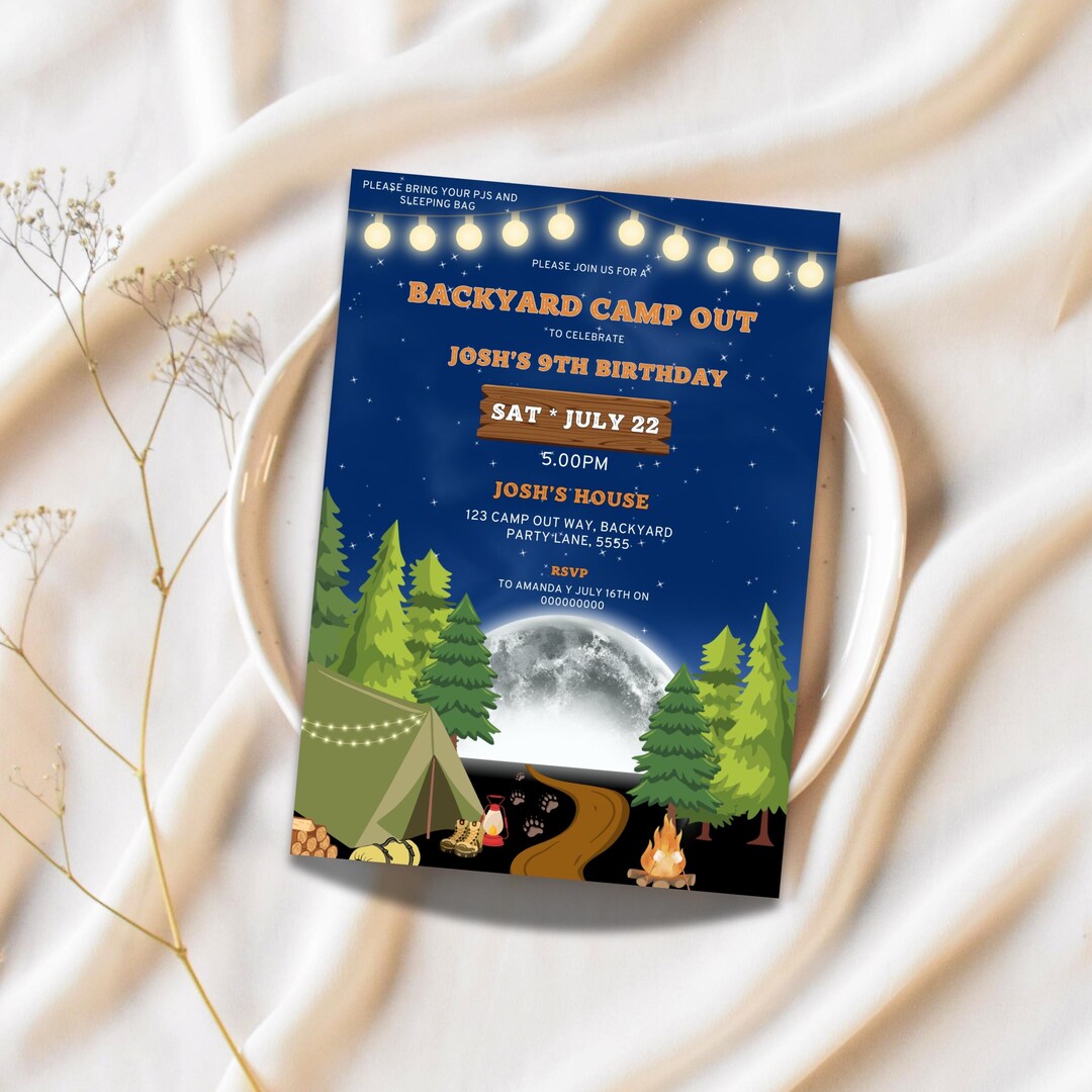 Camping Birthday Invitation Camping Party Invitation Camp Out Under the ...