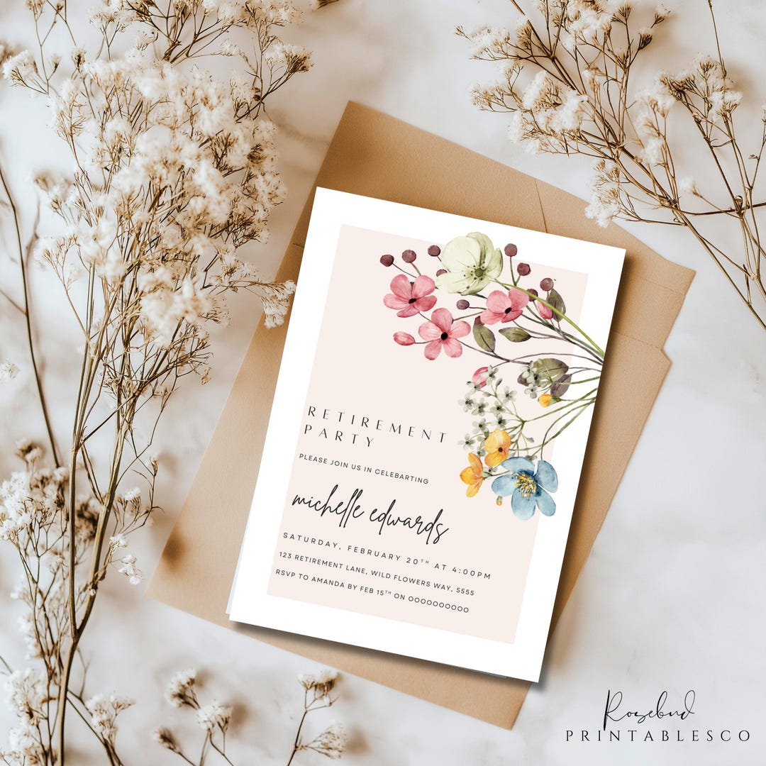 Retirement Party Invite Garden Retirement Party Invite Editable Canva ...