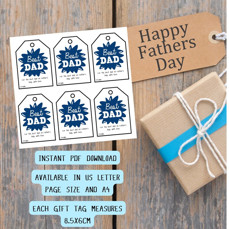 Father's Day Gift Tag Printable Modern Minimalist Favor Tag for Dad ...