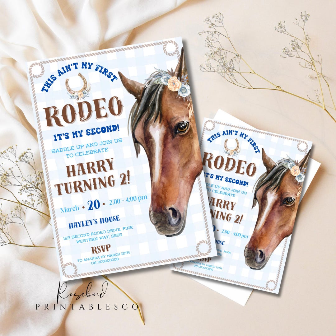 My Second Rodeo Invitation Cowboy Birthday Invite Wild West Cowboy 2nd ...