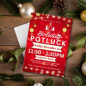 Editable Christmas Potluck Flyer Template Holiday Potluck Party Canva ...