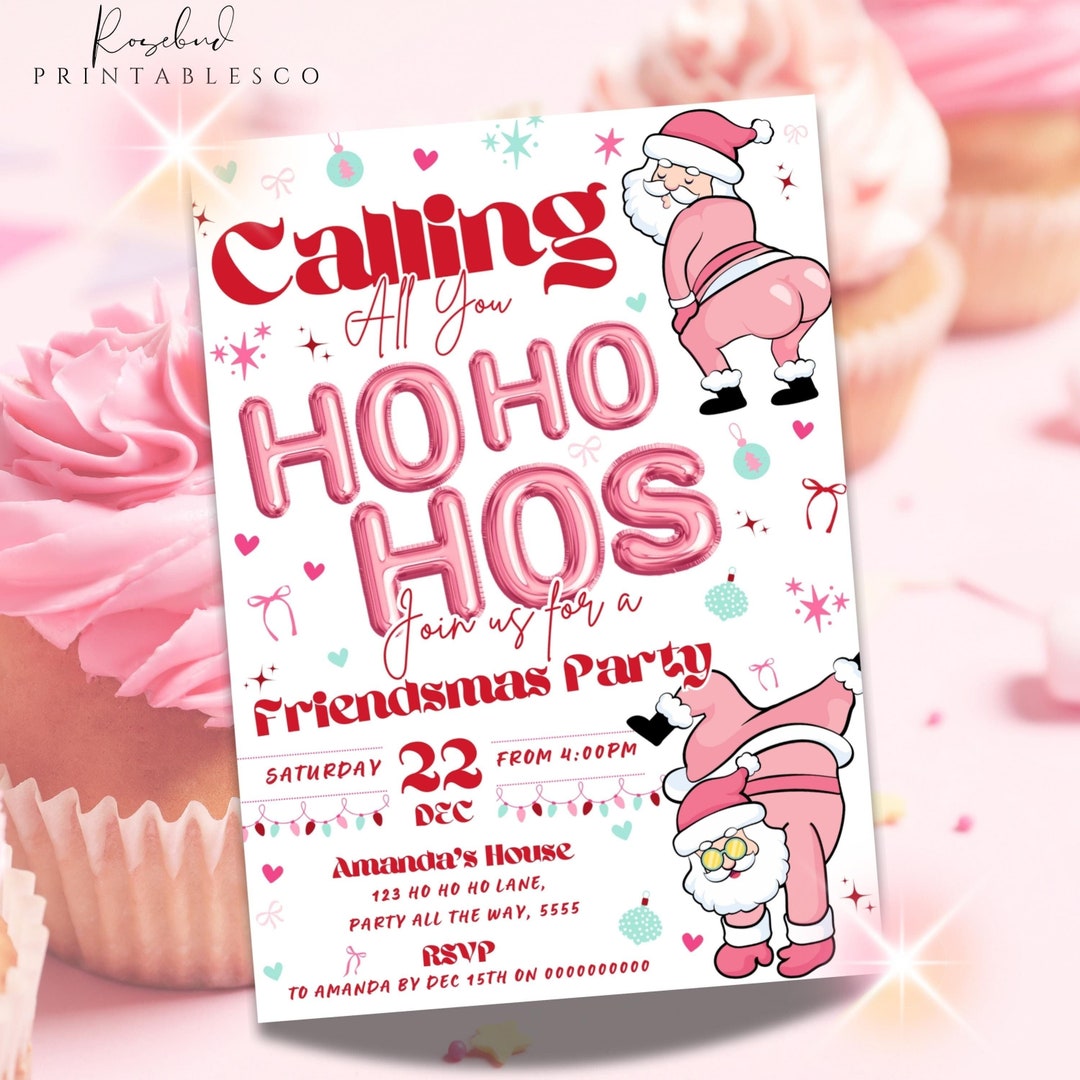 Funny Christmas Party Invitation, Santa's Favorite Ho Ho Hos, Girls ...