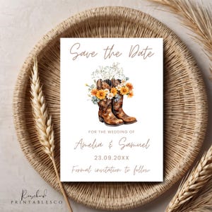 Save the Date Western Invitation Floral Cowboy Boots Save the Date ...