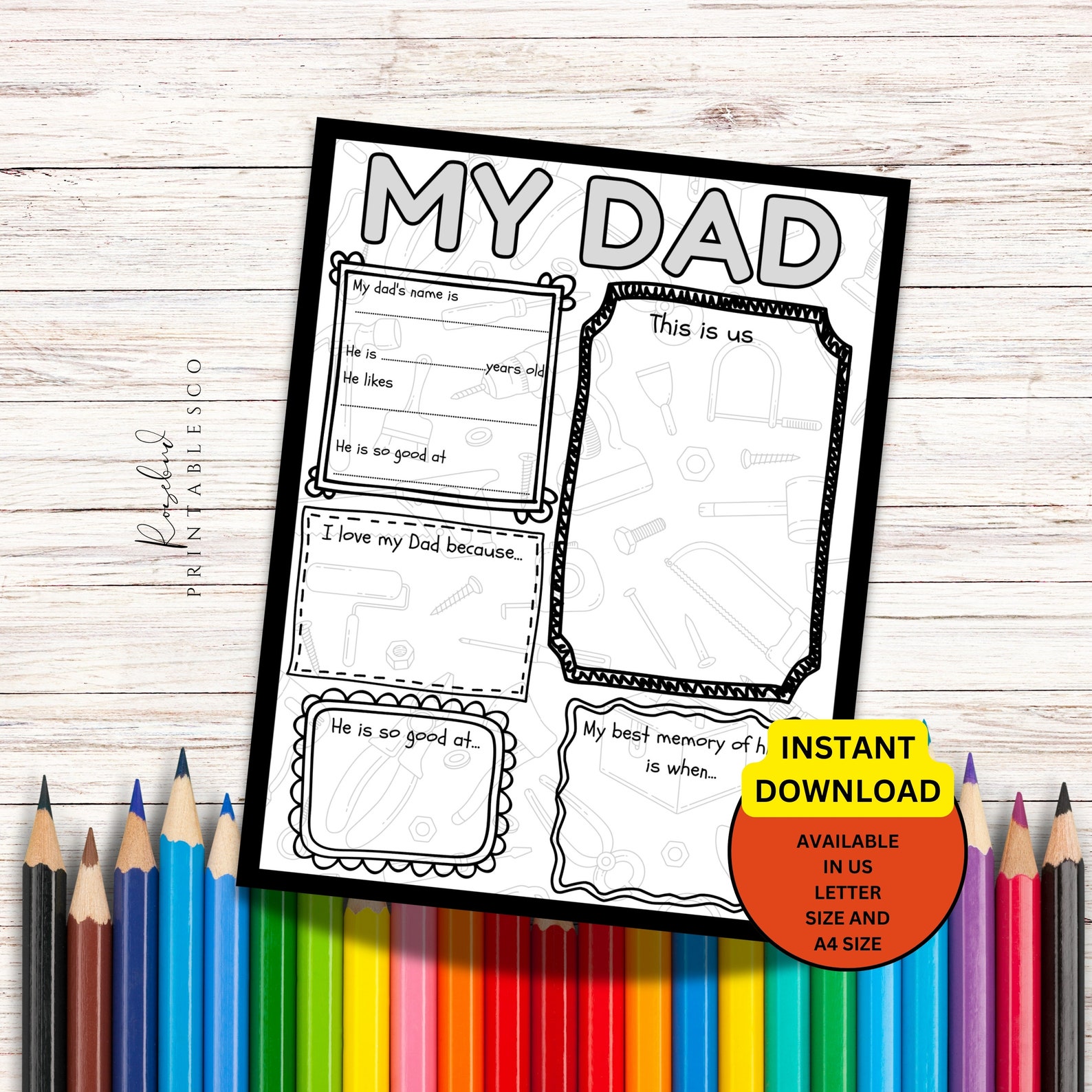 All About My Dad Printable Kids Father's Day Printable All About Dad ...