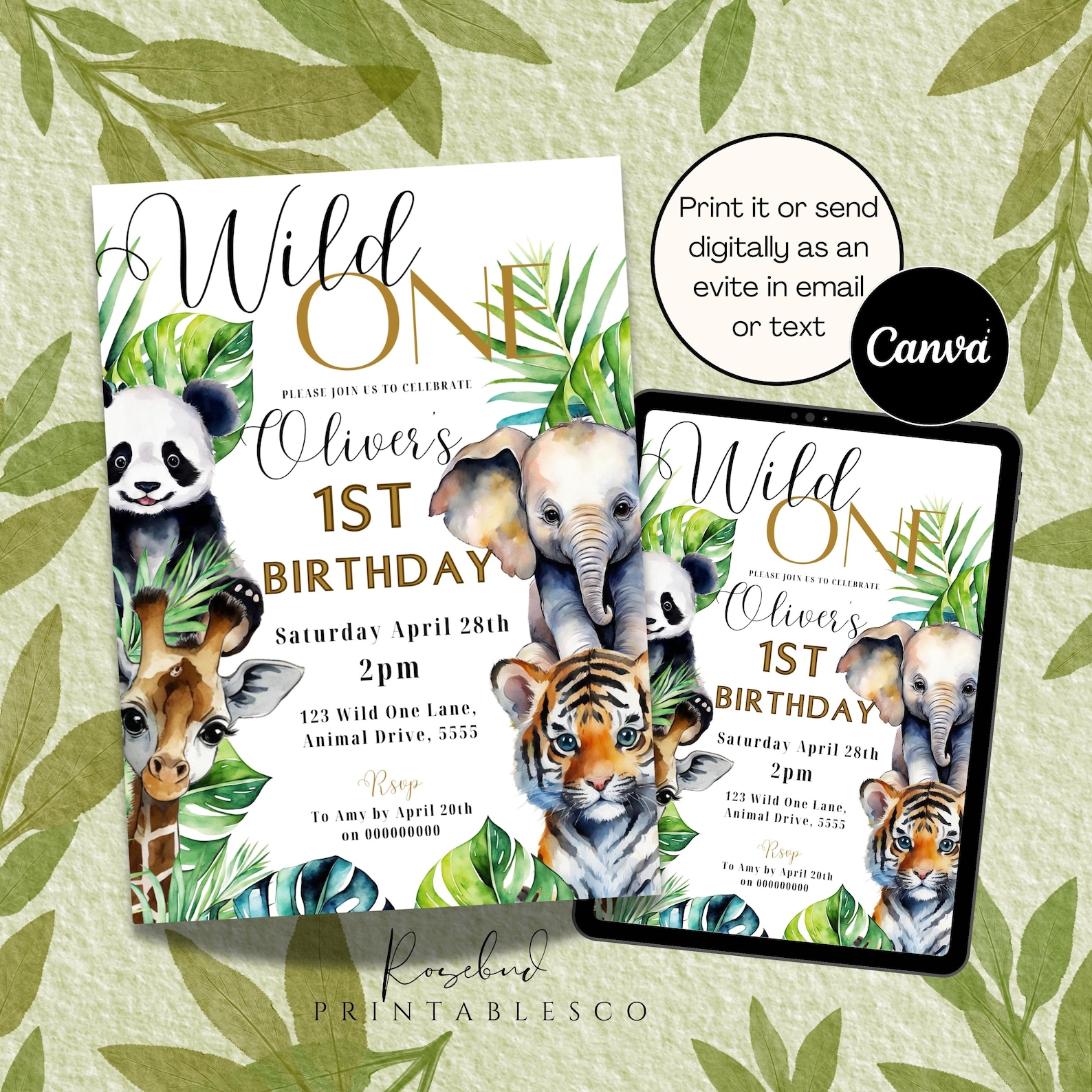 Wild One 1st Birthday Invitation Wild One Birthday Invitation Safari ...