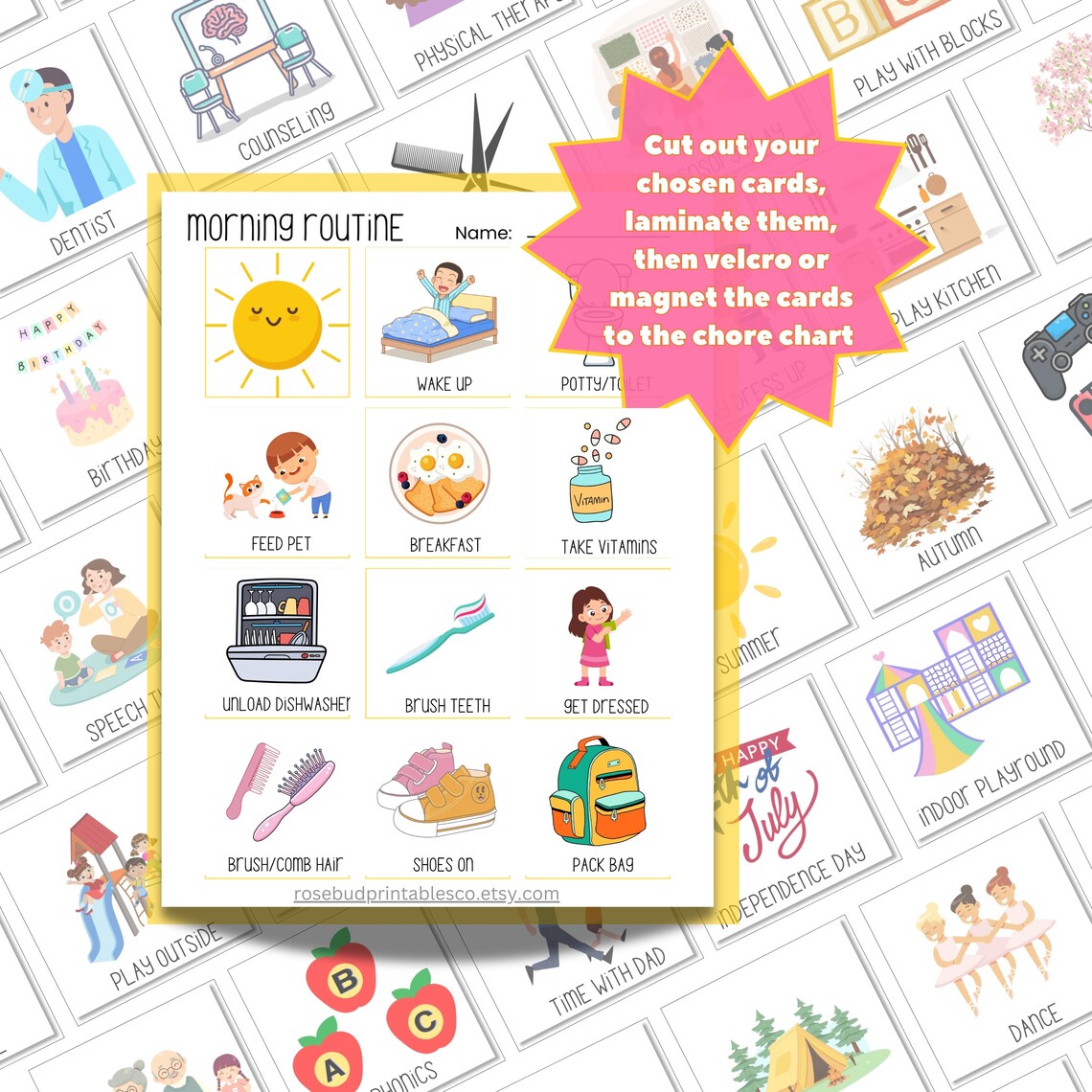 Daily Routine Cards Toddler Routine Chart Visual Schedule for Kids ...