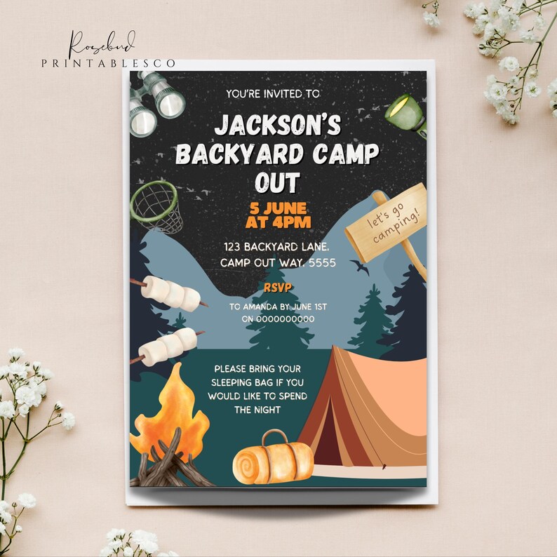Camping Birthday Invitation Camping Party Invitation Camp Out Under the ...