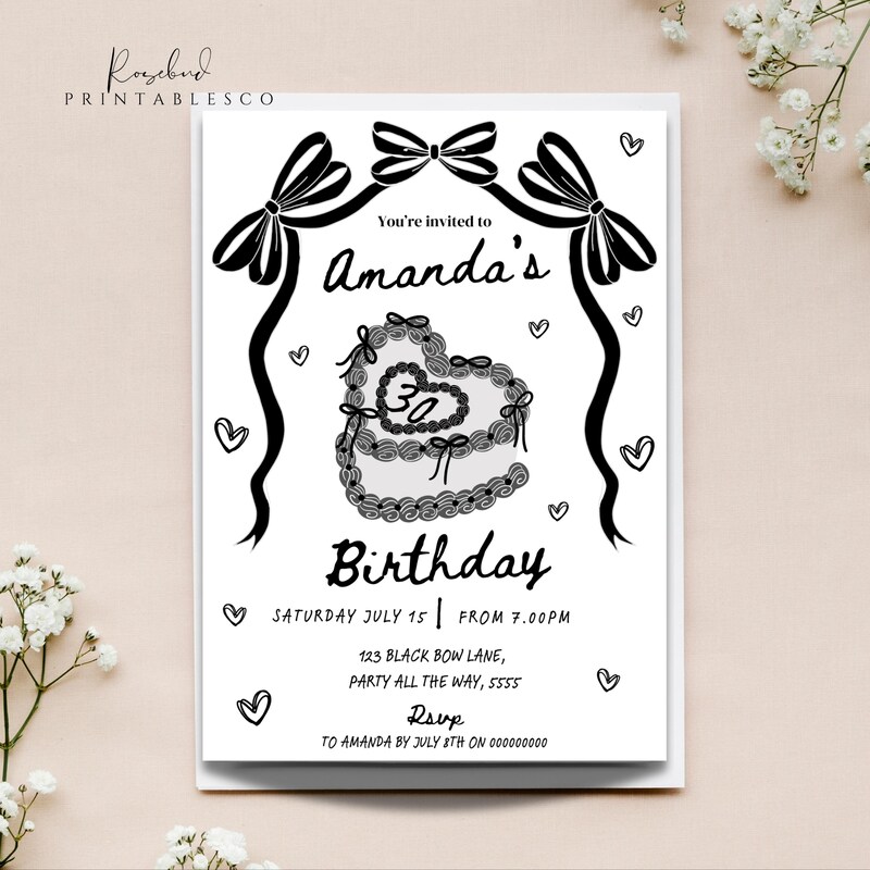 Black White Invite - Etsy